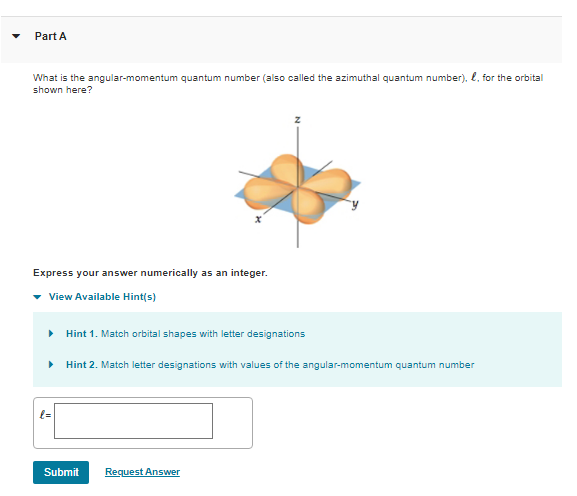 Solved Part A What is the angular-momentum quantum number | Chegg.com