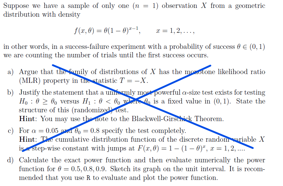 = Suppose we have a sample of only one (n | Chegg.com