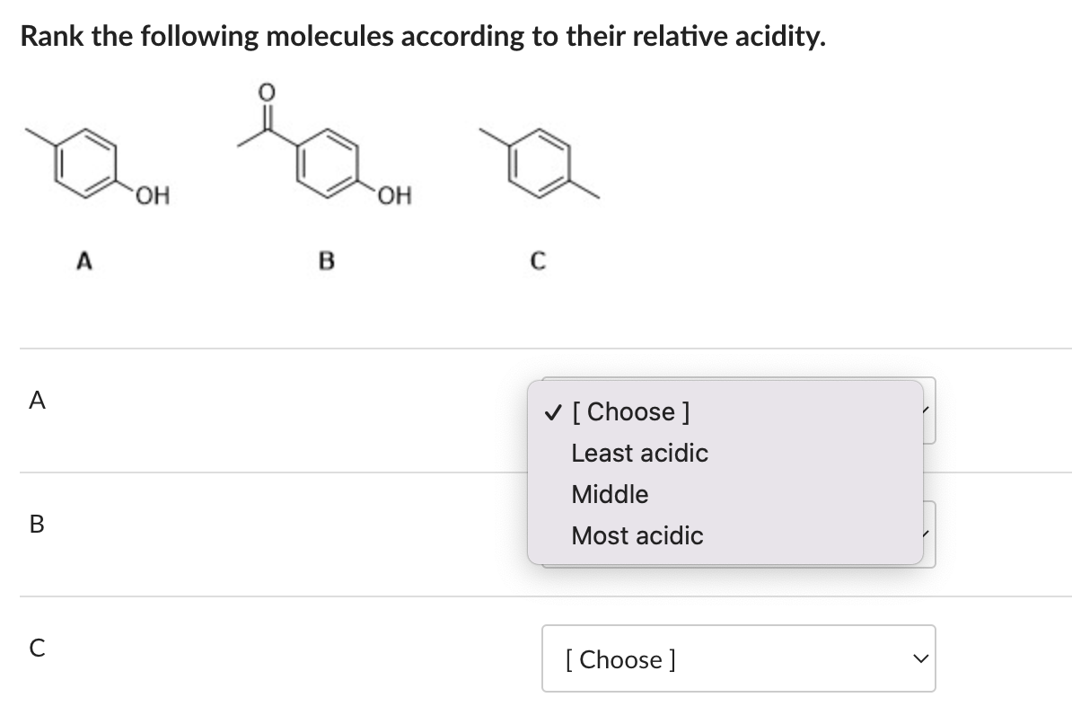 Solved Rank the following molecules according to their | Chegg.com