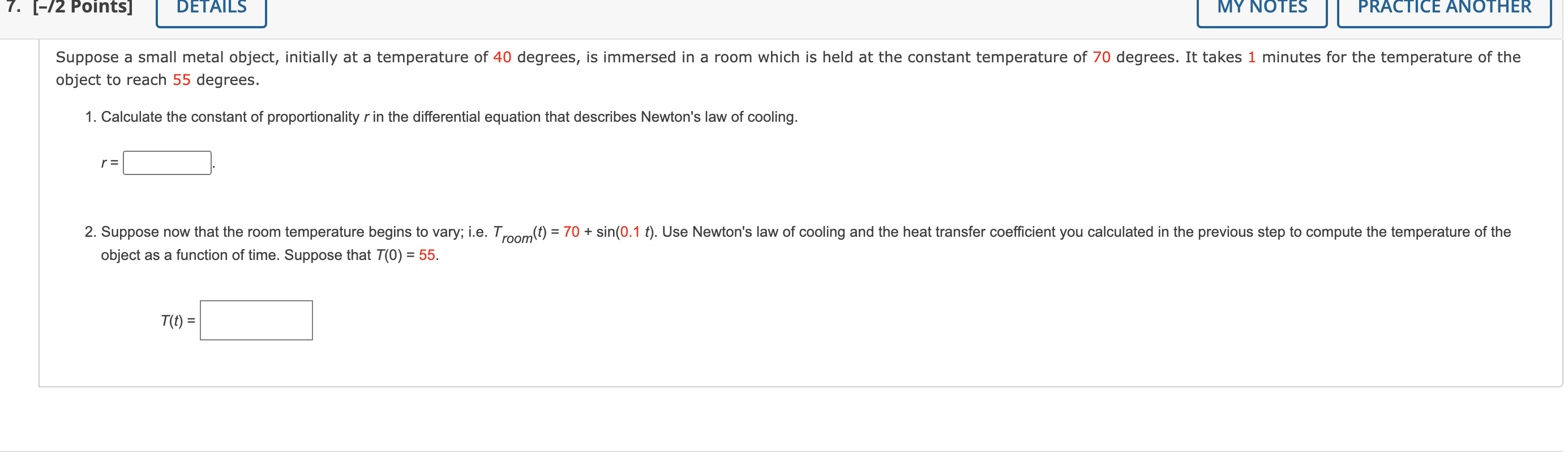 Solved Object As A Function Of Time Suppose That T 0 55