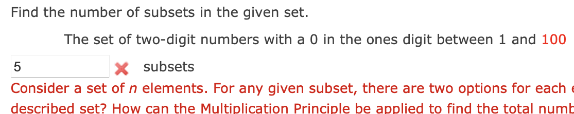 Solved Find the number of subsets in the given set. The set | Chegg.com