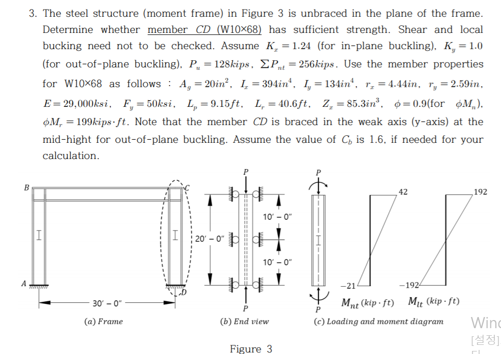 Solved 3. The steel structure (moment frame) in Figure 3 is | Chegg.com