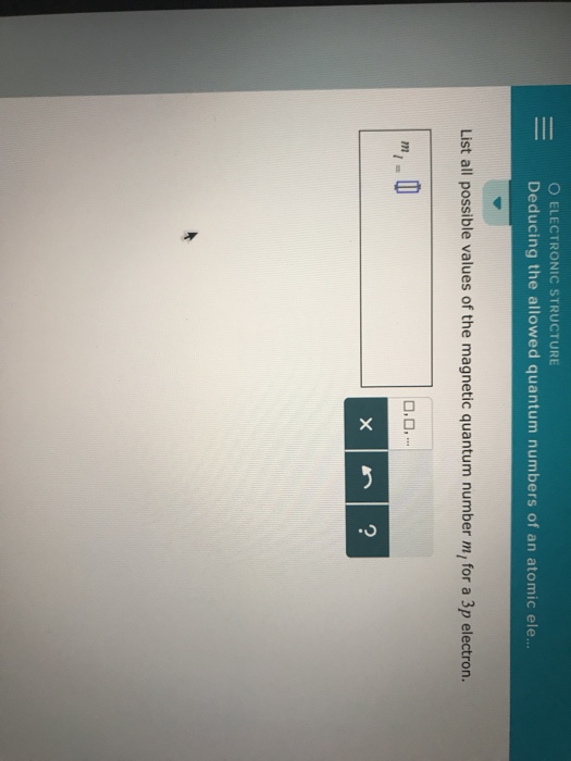 Solved O ELECTRONIC STRUCTURE Deducing the allowed quantum | Chegg.com