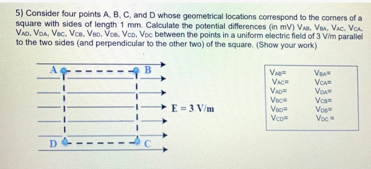 Solved 5) Consider four points A, B, C, and D whose | Chegg.com
