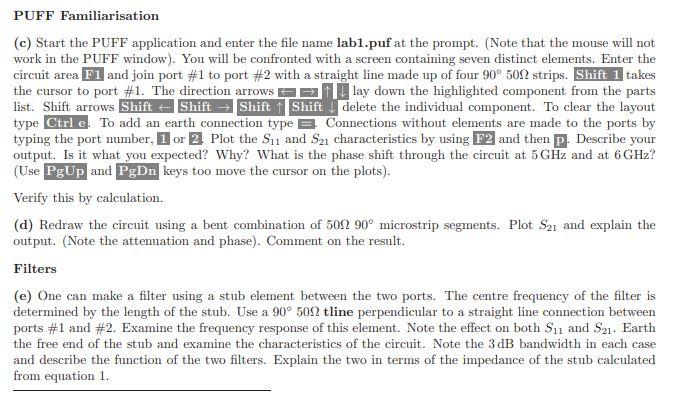 PUFF Familiarisation (c) Start the PUFF application | Chegg.com