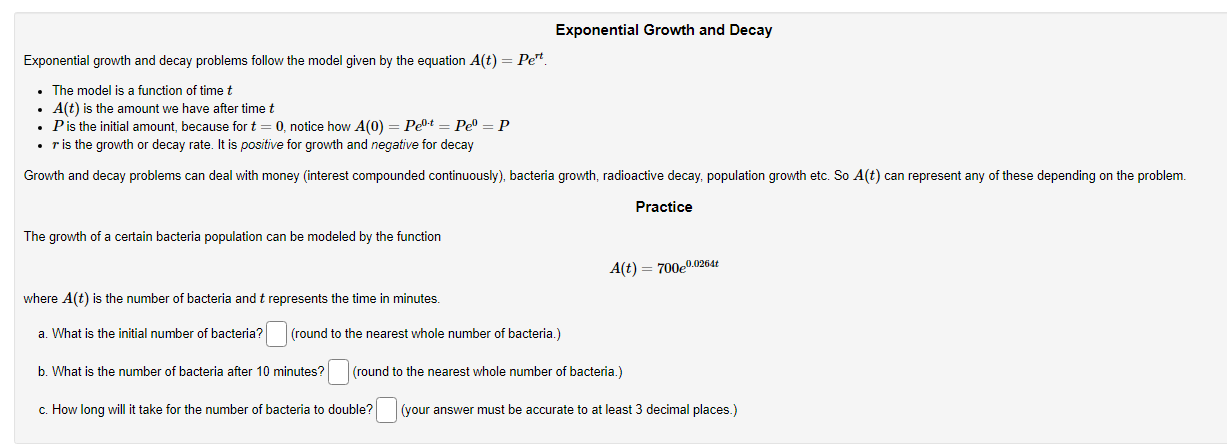 Solved Exponential Growth and Decay Exponential growth and | Chegg.com