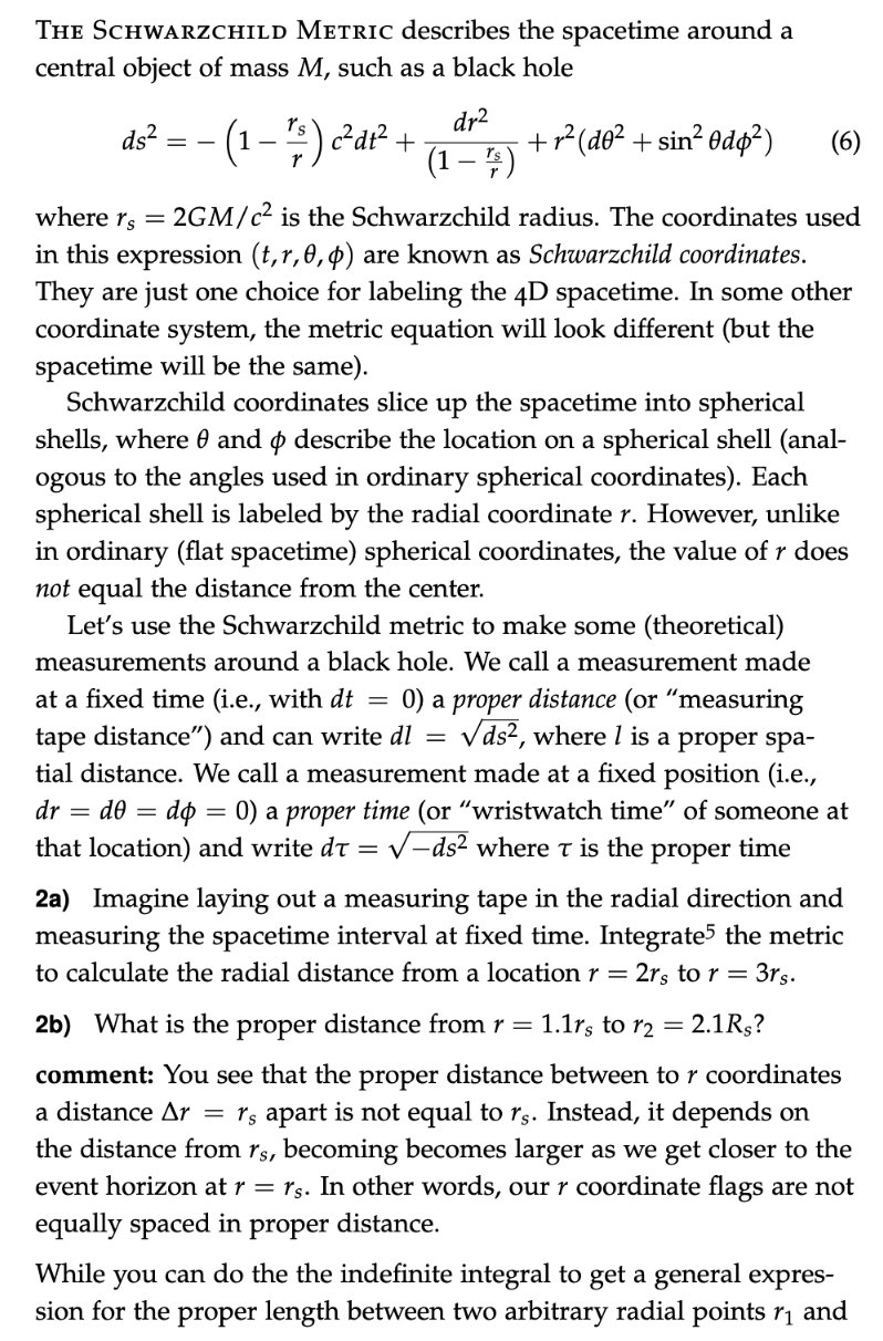 Solved The Schwarzchild Metric describes the spacetime | Chegg.com
