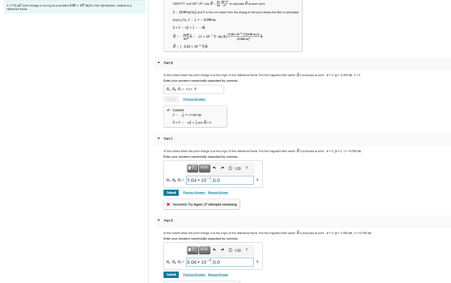 Solved Part BAt ﻿the instant when the point charge is at | Chegg.com