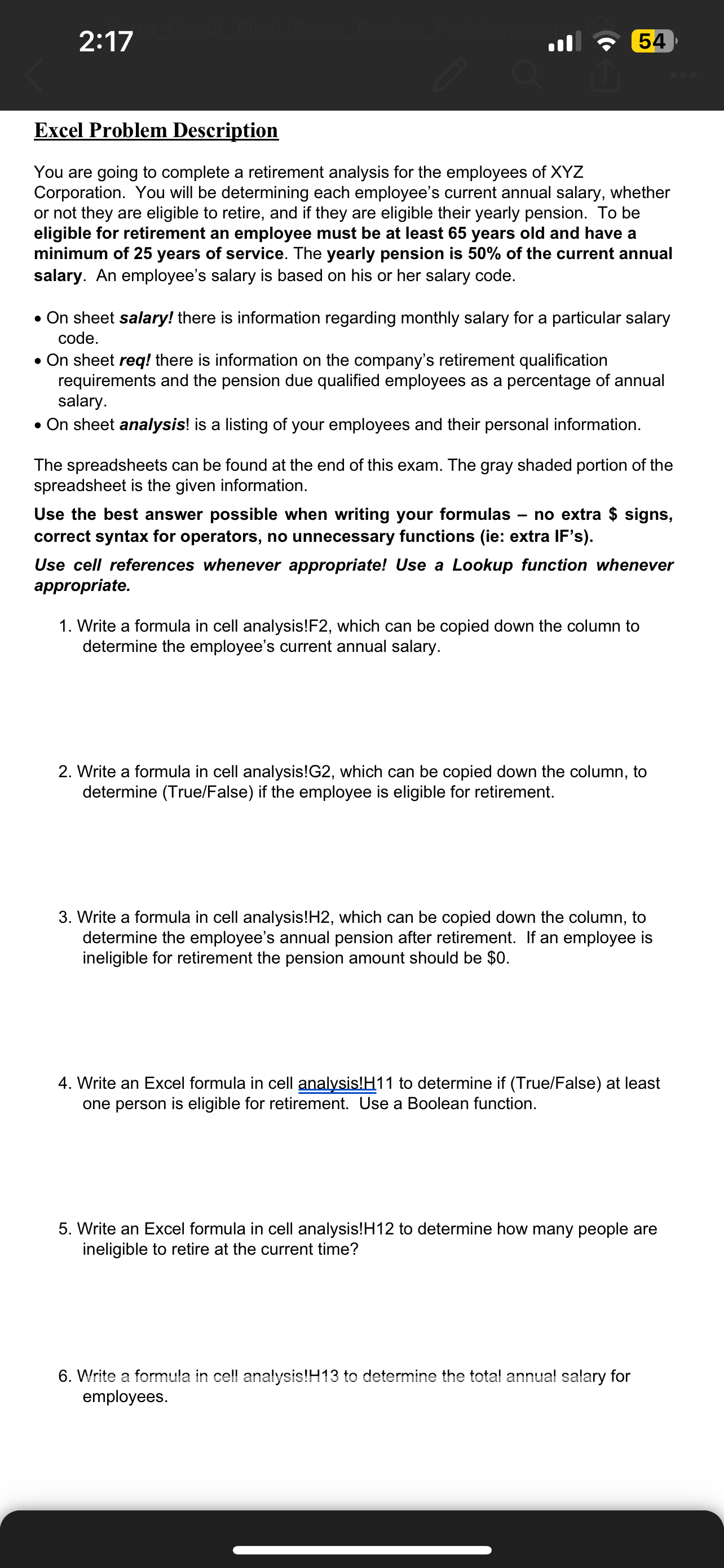 Solved Excel Problem Description You are going to complete a | Chegg.com