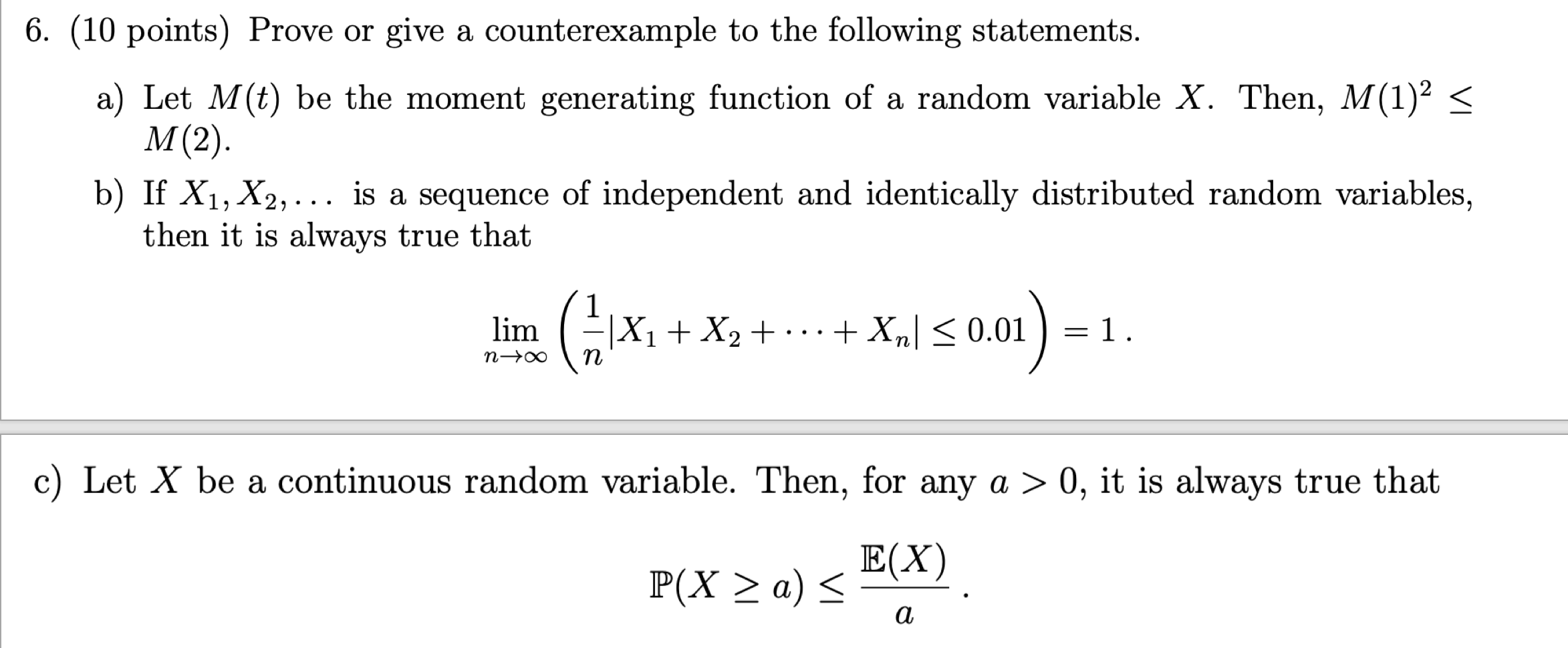 Solved 6. (10 points) Prove or give a counterexample to the | Chegg.com