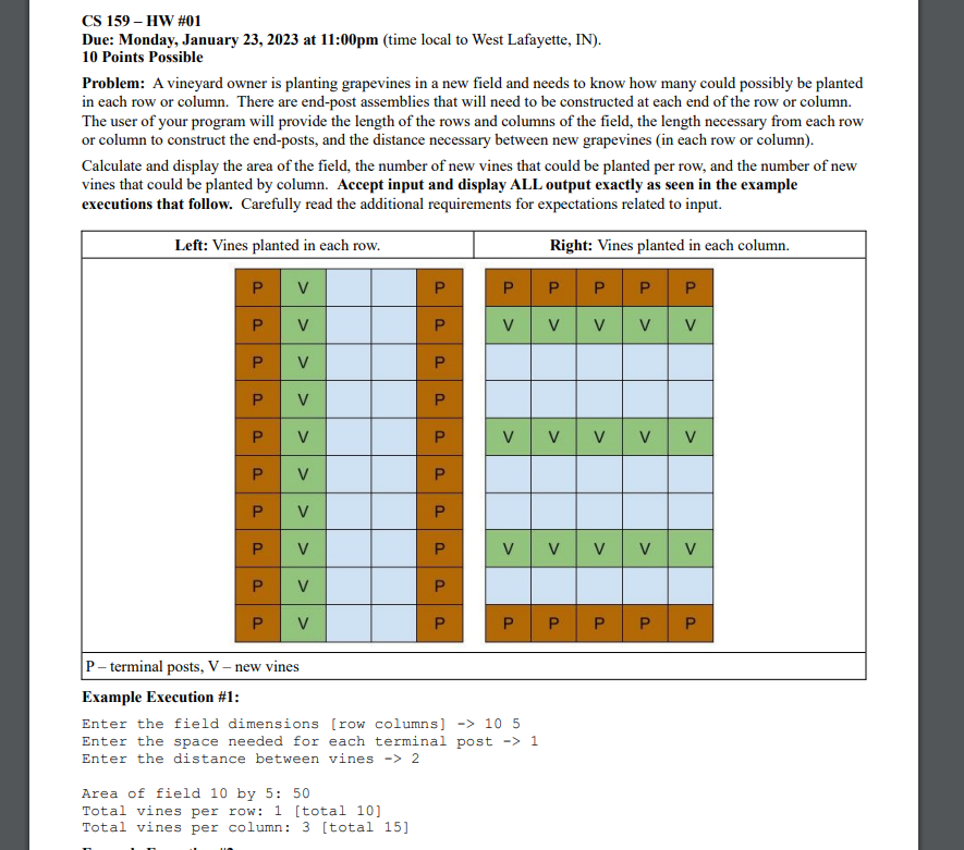 Solved CS 159-HW \#01 Due: Monday, January 23, 2023 at | Chegg.com