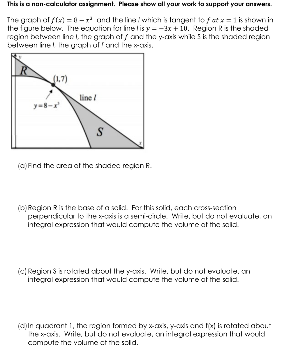 Solved This is a non-calculator assignment. Please show all | Chegg.com