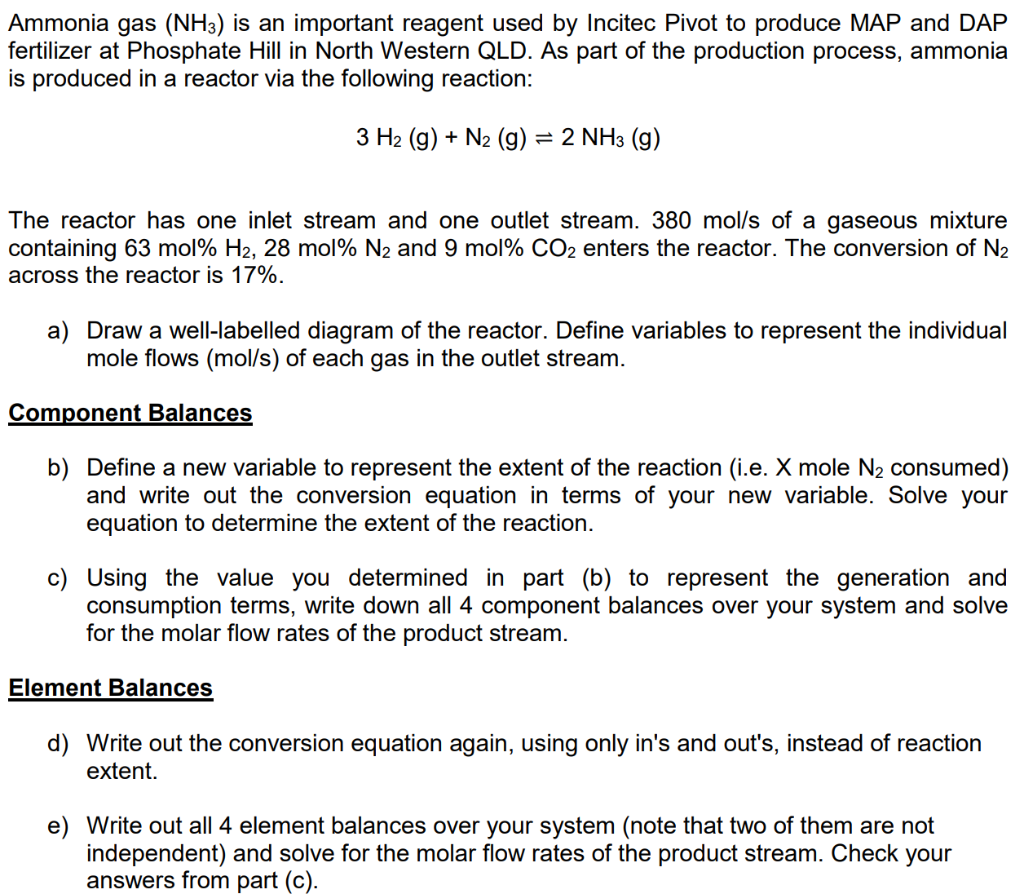 Solved Ammonia gas (NH3) is an important reagent used by | Chegg.com