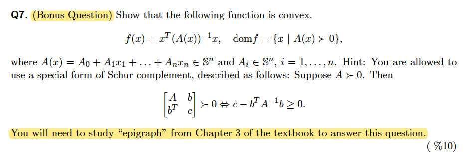Q7. (Bonus Question) Show that the following function | Chegg.com