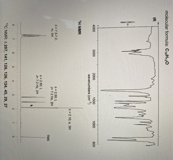 Solved molecular formula: C10H120 IR กา TRISTIKE 4000 3000 | Chegg.com