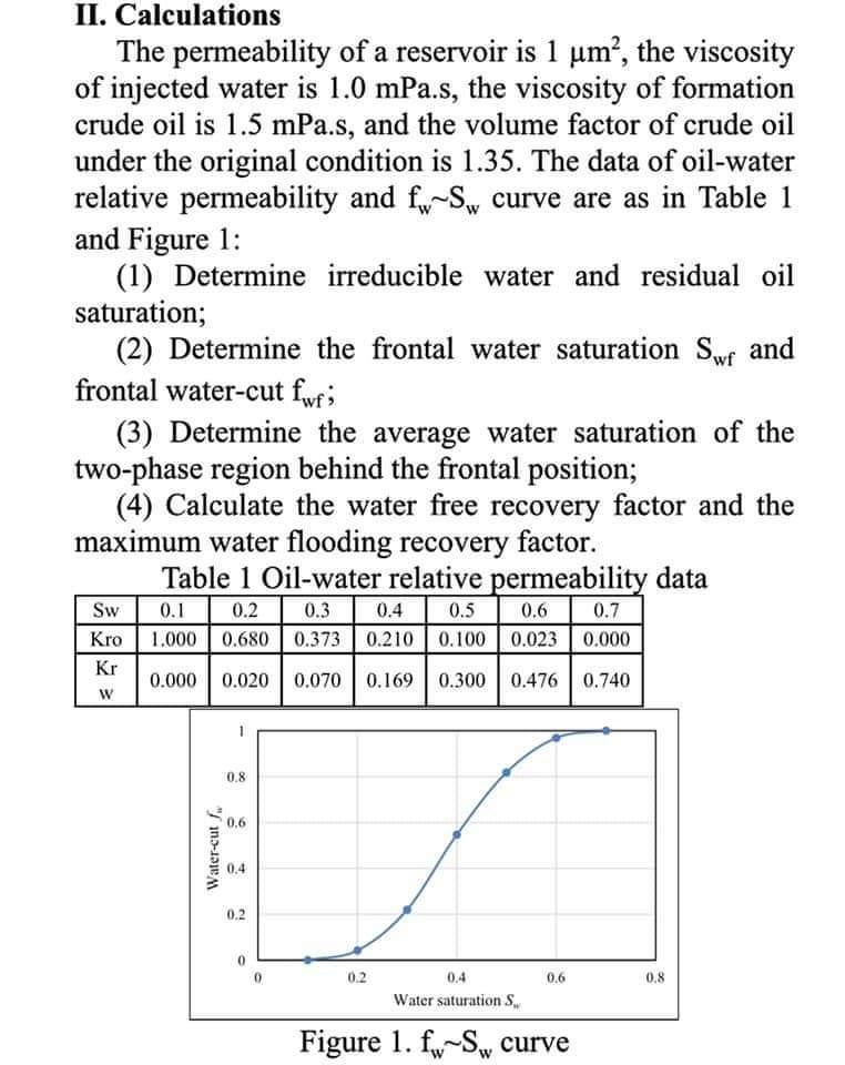 Solved II. Calculations The permeability of a reservoir is 1 | Chegg.com