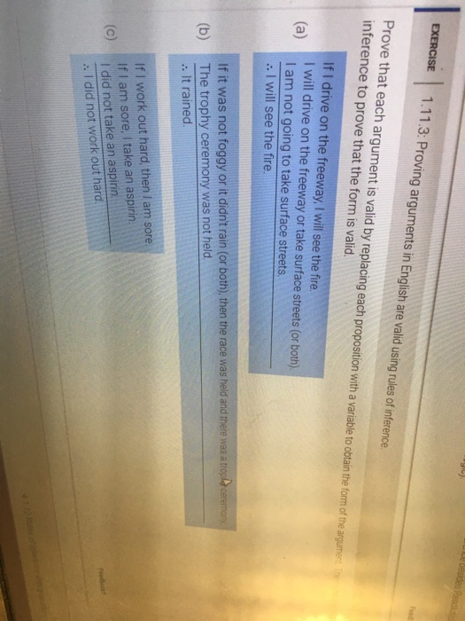 Solved EXERCISE 1.11. 3: Proving arguments in English are | Chegg.com