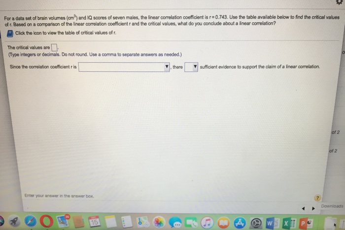 Solved For a data set of brain volumes cm3 and IQ scores of | Chegg.com