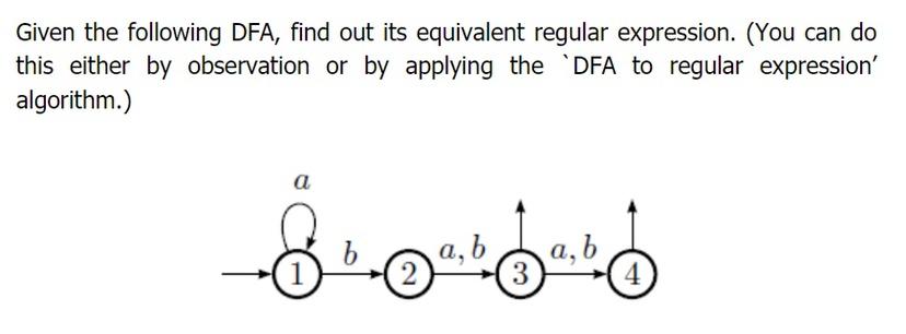 Solved Given The Following Dfa Find Out Its Equivalent