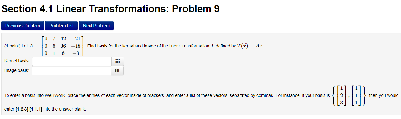 Solved Section 4.1 Linear Transformations: Problem 9 | Chegg.com