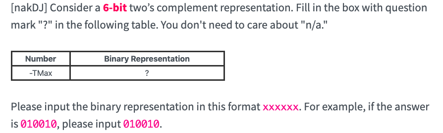Solved [nakDJ] Consider a 6-bit two's complement | Chegg.com