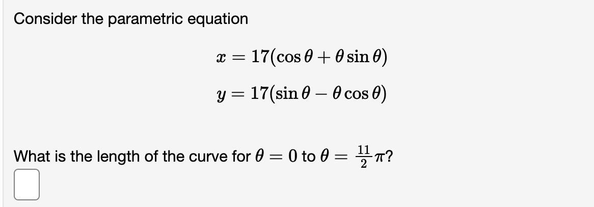 Solved Consider the parametric equation What is the length | Chegg.com