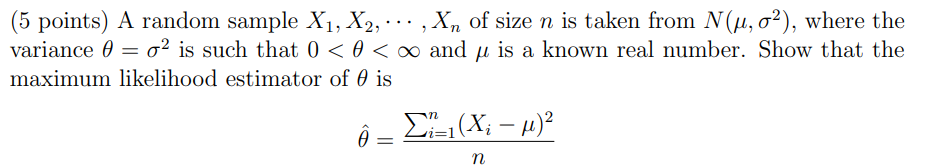 Solved A random sample X1, X2, · · · , Xn of size n is taken | Chegg.com