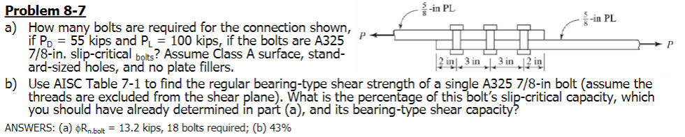 Solved Problem 8-7 a) How many bolts are required for the | Chegg.com