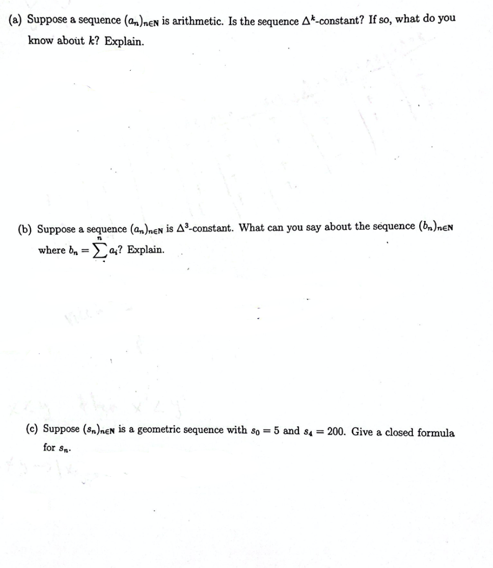 Solved (a) Suppose a sequence (an)neN is arithmetic. Is the | Chegg.com