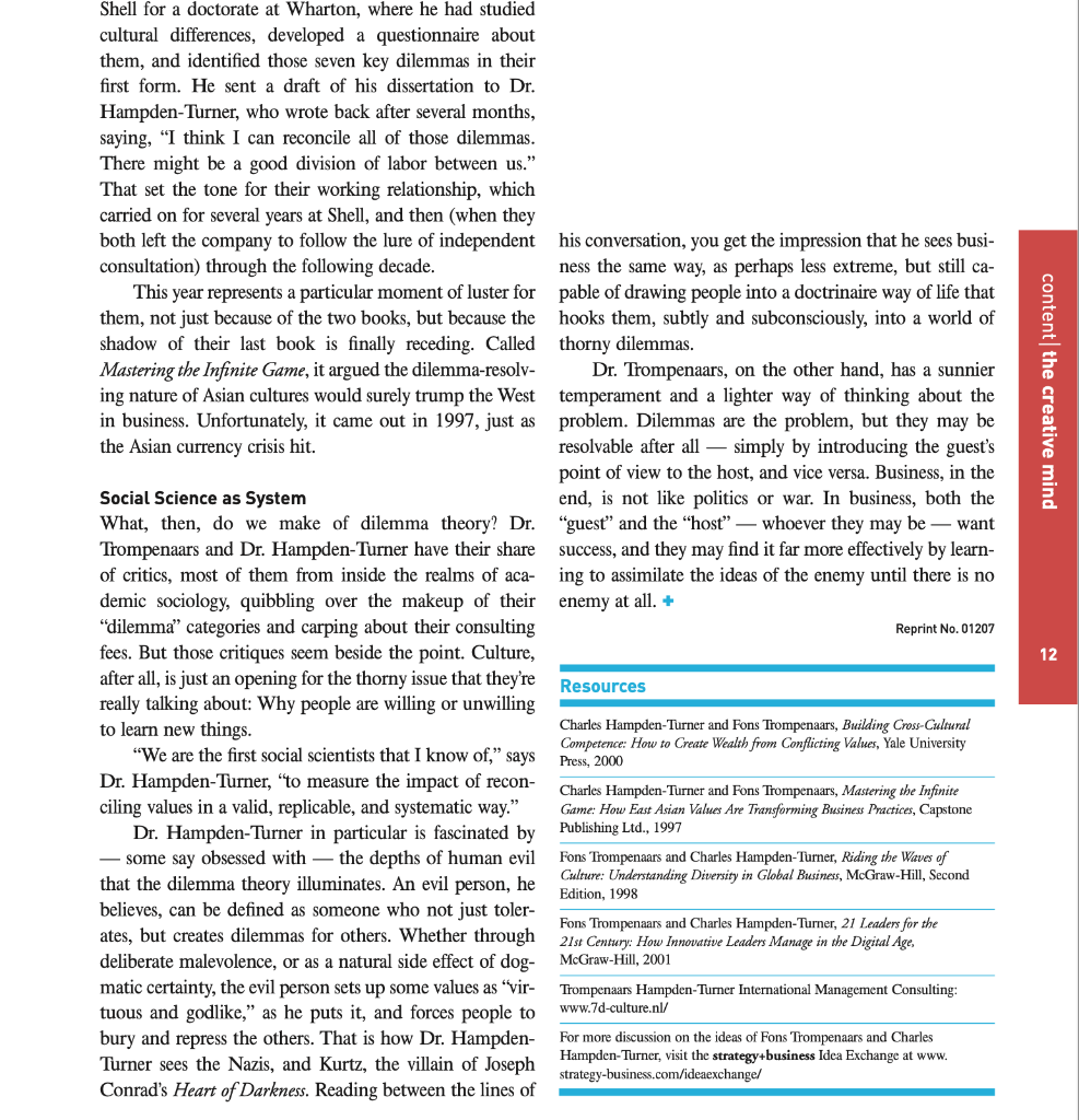 After reading the " The Dilemma Doctors" article by | Chegg.com