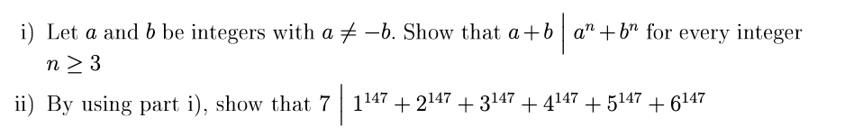Solved i) Let a and b be integers with a =−b. Show that | Chegg.com