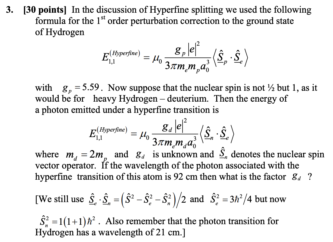 Solved 3. [30 points] In the discussion of Hyperfine | Chegg.com