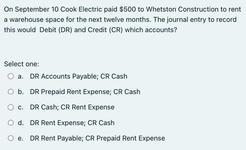 Solved On September 10 Cook Electric paid $500 to Whetston | Chegg.com