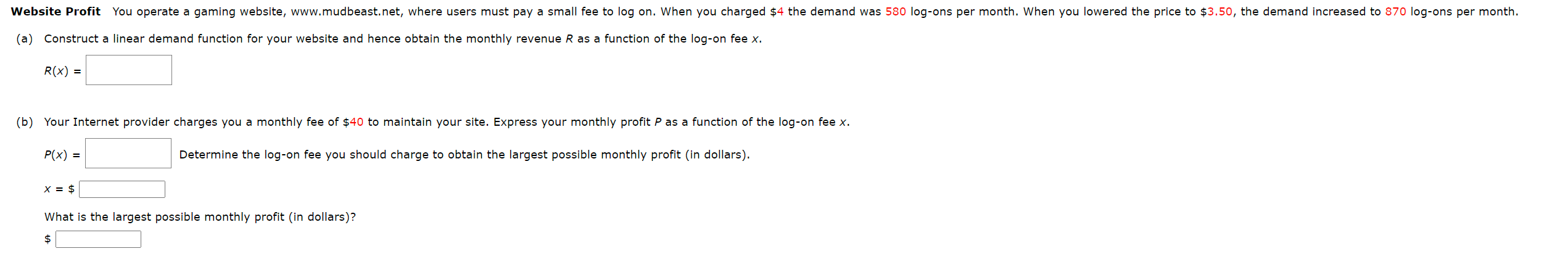 Solved A Construct A Linear Demand Function For Your