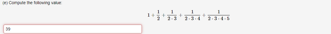 Solved (e) Compute the following value: | Chegg.com