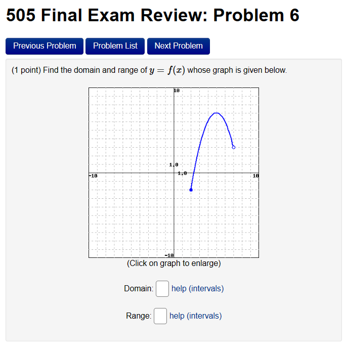 Solved 505 Final Exam Review: Problem 6 (1 point) Find the | Chegg.com