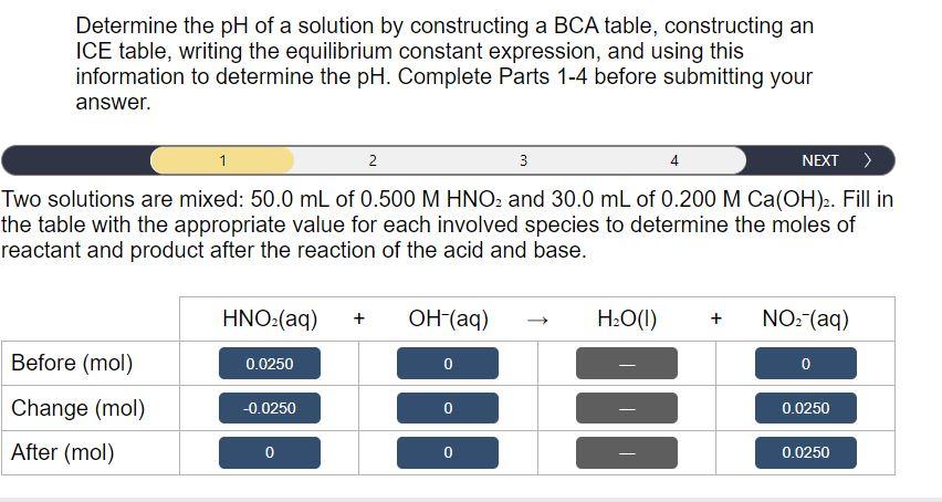 Solved Determine the pH of a solution by constructing a BCA | Chegg.com
