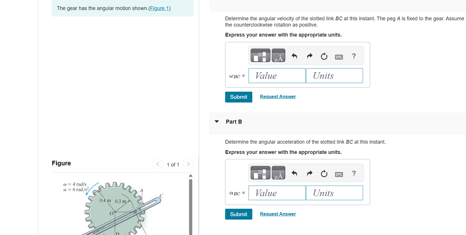 Solved Determine the angular velocity of ﻿the slotted link | Chegg.com