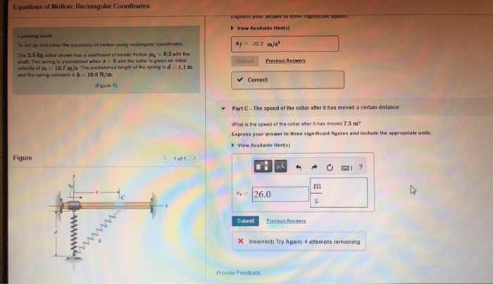 Solved Equations of Motion: Rectangular Coordinates View | Chegg.com
