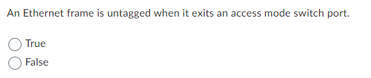 Solved An Ethernet frame is untagged when it exits an access | Chegg.com