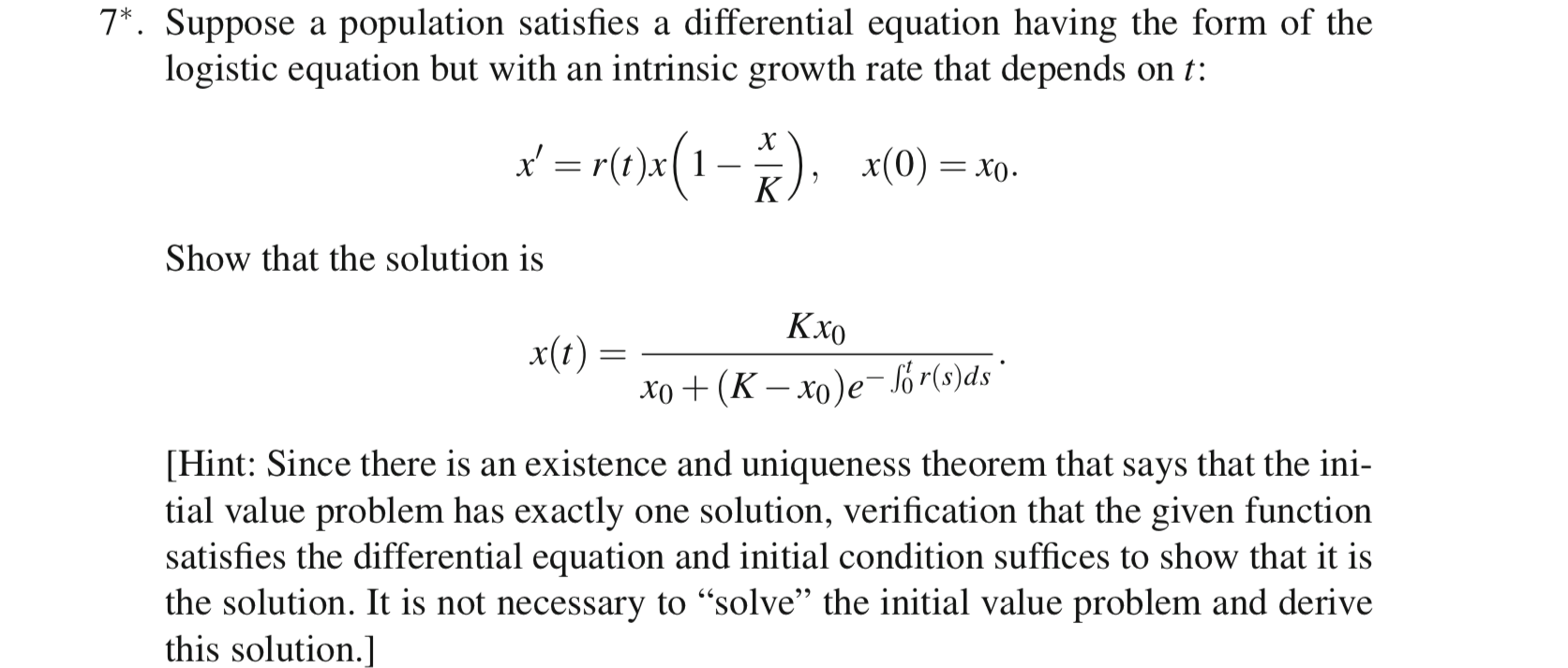 Solved Suppose a population satisfies a differential | Chegg.com