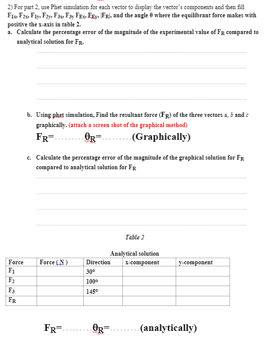 2) For part 2, use Phet simulation for each vector to | Chegg.com