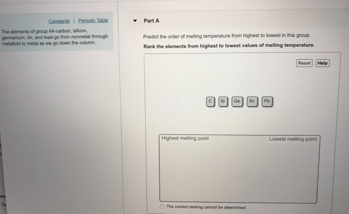 Solved Part A The elements of group 4A-carbon, silicon, | Chegg.com