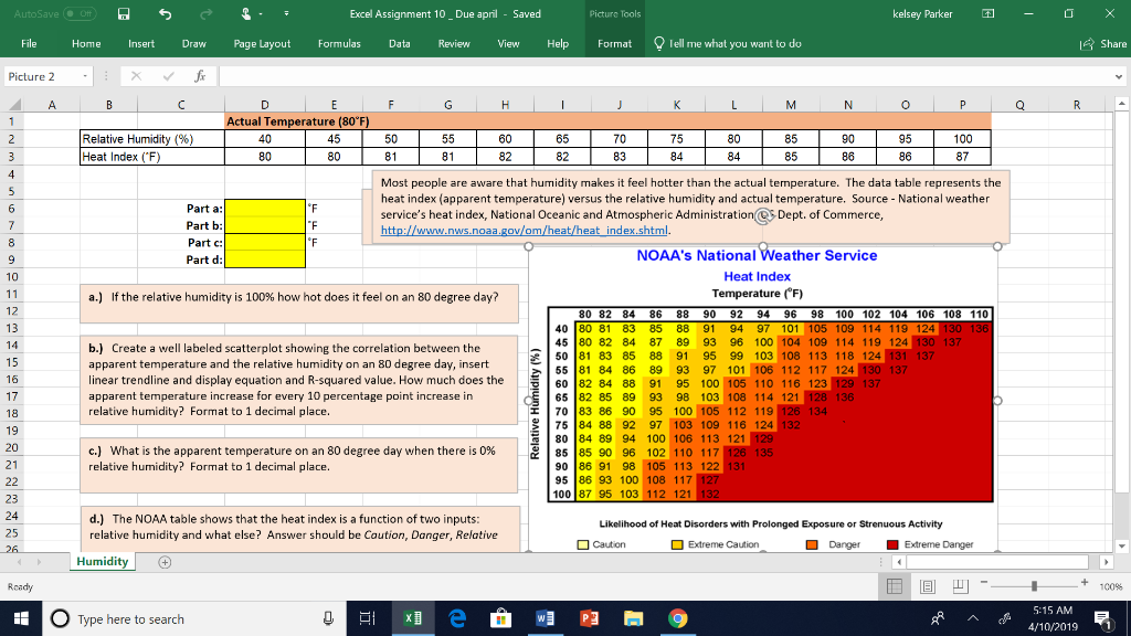 Solved AutoSave Ofm Excel Assignment 10_Due april-Saved | Chegg.com