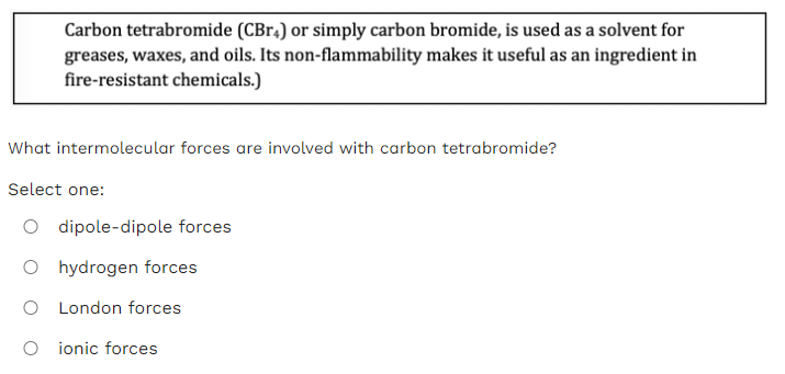 Solved Carbon tetrabromide (CBr4) or simply carbon bromide, | Chegg.com