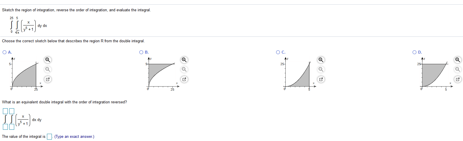 Solved For the given double integral, sketch the region of | Chegg.com