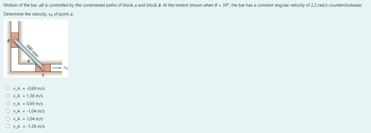 Solved Motion of the bar AB is controlled by the constrained | Chegg.com