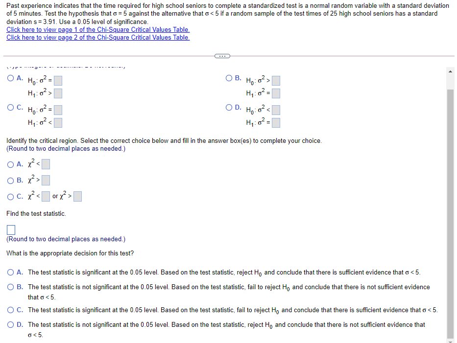Solved Past experience indicates that the time required for | Chegg.com