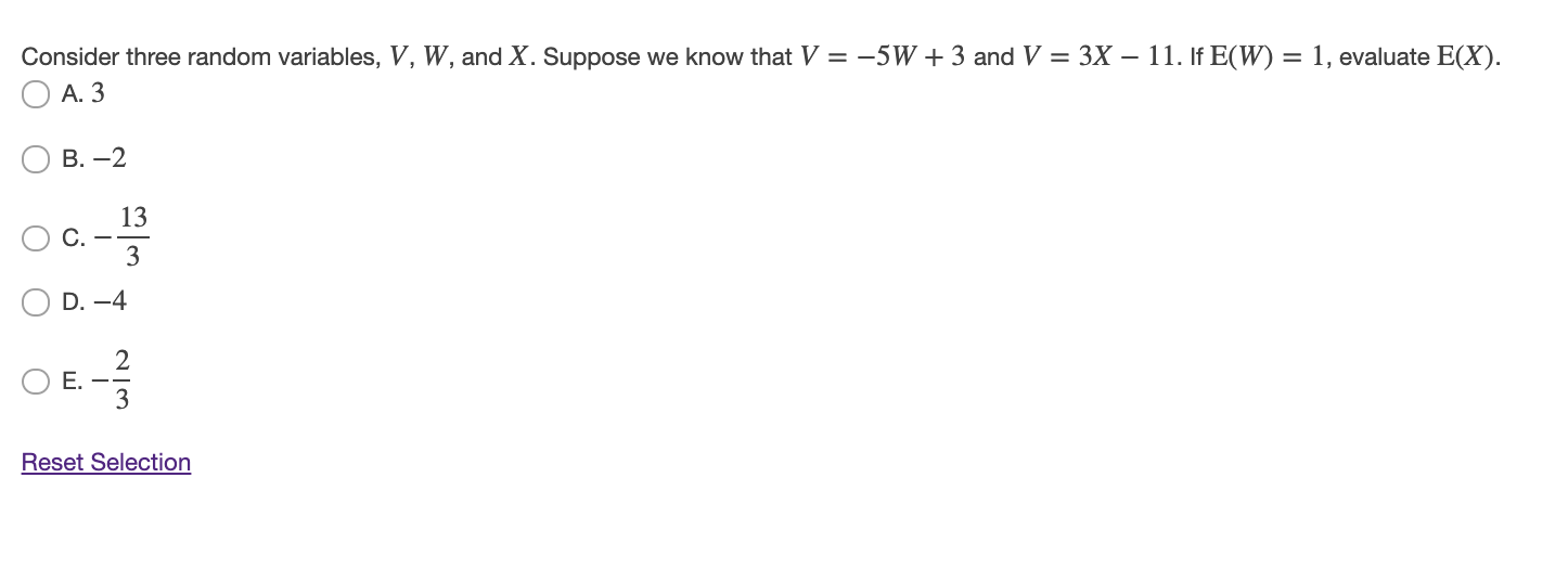 Solved Consider three random variables, V, W, and X. Suppose | Chegg.com