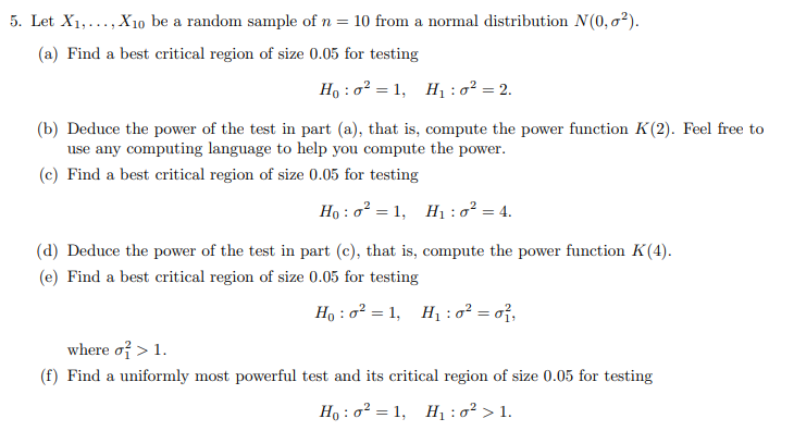 Solved Let X1, . . . , X10 be a random sample of n = 10 from | Chegg.com